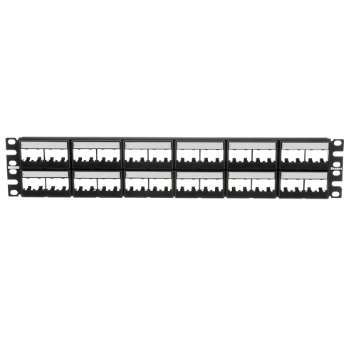 48 Port Mini-Com Faceplate Modular Patch Panel W/ label 2RU CPPL48WBLY