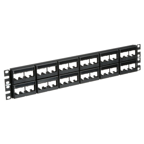 48 Port Mini-Com Faceplate Modular Patch Panel W/ label 2RU CPPL48WBLY