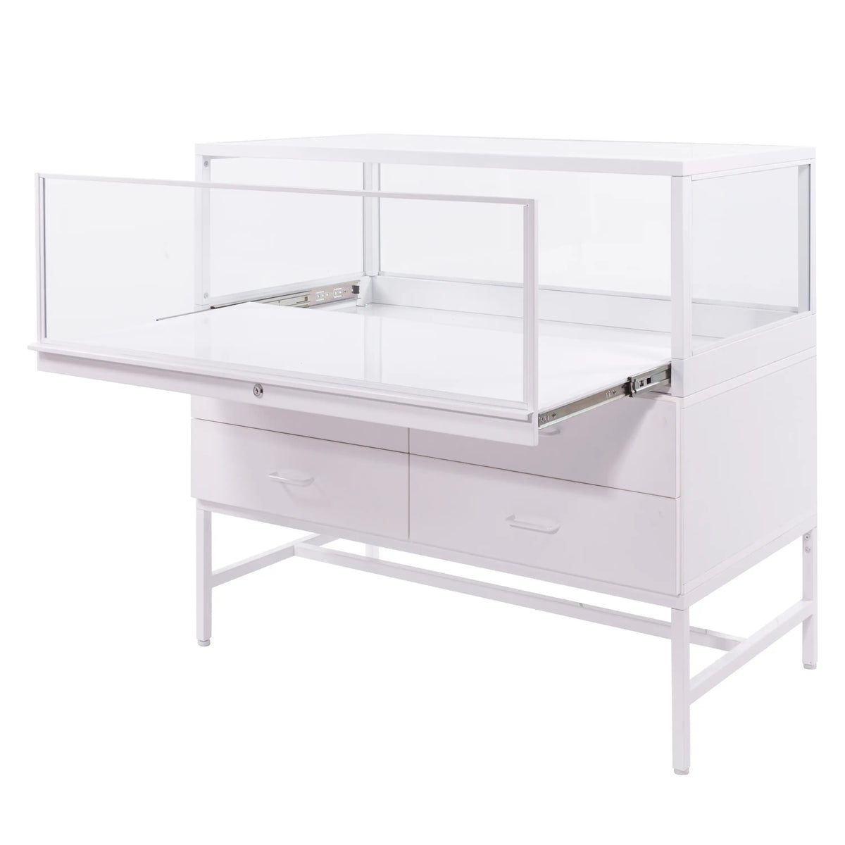 Deluxe Glass Showcase Display Cabinet with Storage White Econoco DDKIT