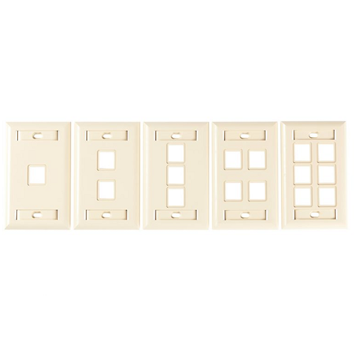6 Port Single Gang UMJ Commercial White Faceplate Recessed FPSR0607