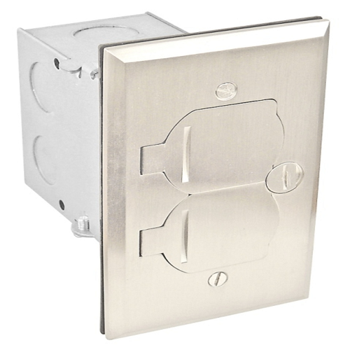 20A Duplex Stainless Steel One Gang Drop In Floor Box Kit FBCVSS-1TR-K