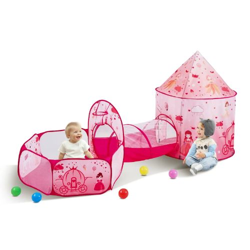 3-in-1 Kids Play Tent with Tunnel, Pop-Up Playhouse for Kids