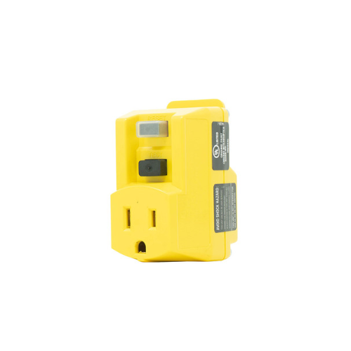 120V 15A Single Outlet Right Angle GFCI Adapter Yellow 14650013-6 (Pac