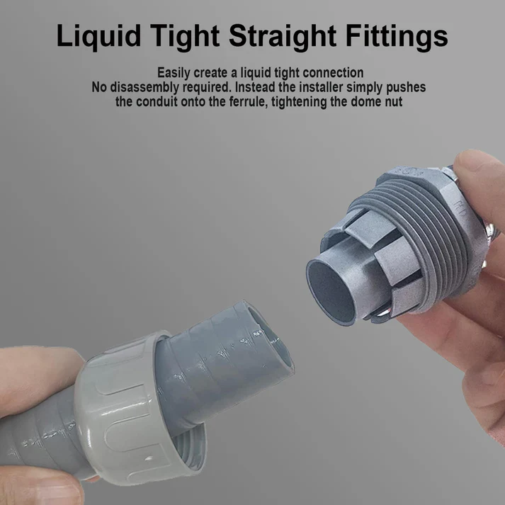 1 1/2" UL-Rated Non-Metallic Liquid Tight Conduit Straight Fitting Gray ...