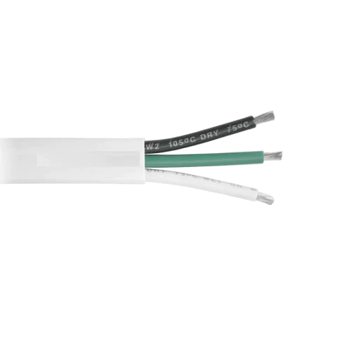 8 AWG 3 Conductor White Jacket Triplex Boat Flat Cable