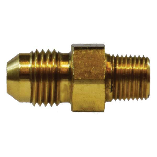 7/16 Inch Male JIC 3/8 Inch MIP 1.42 Inch Brass Straight Adapter 28703