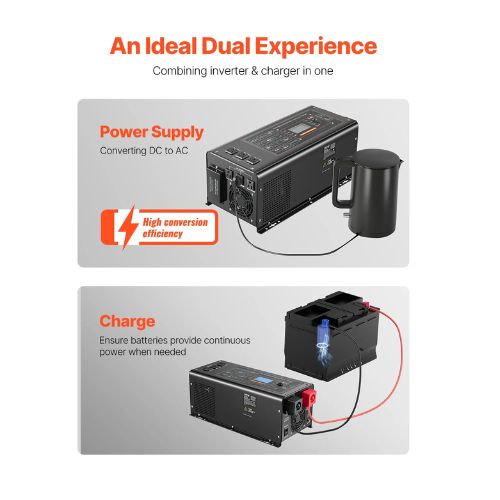 3000 Watt DC 24V to AC 120V Power Inverter with LCD Display Compatible ...