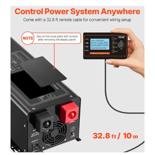 3000 Watt DC 24V to AC 120V Power Inverter with LCD Display Compatible ...