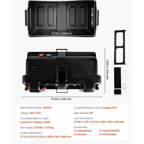Group 24/27 Trolling Motor Battery Box 12V/24V Marine Batteries Case ...