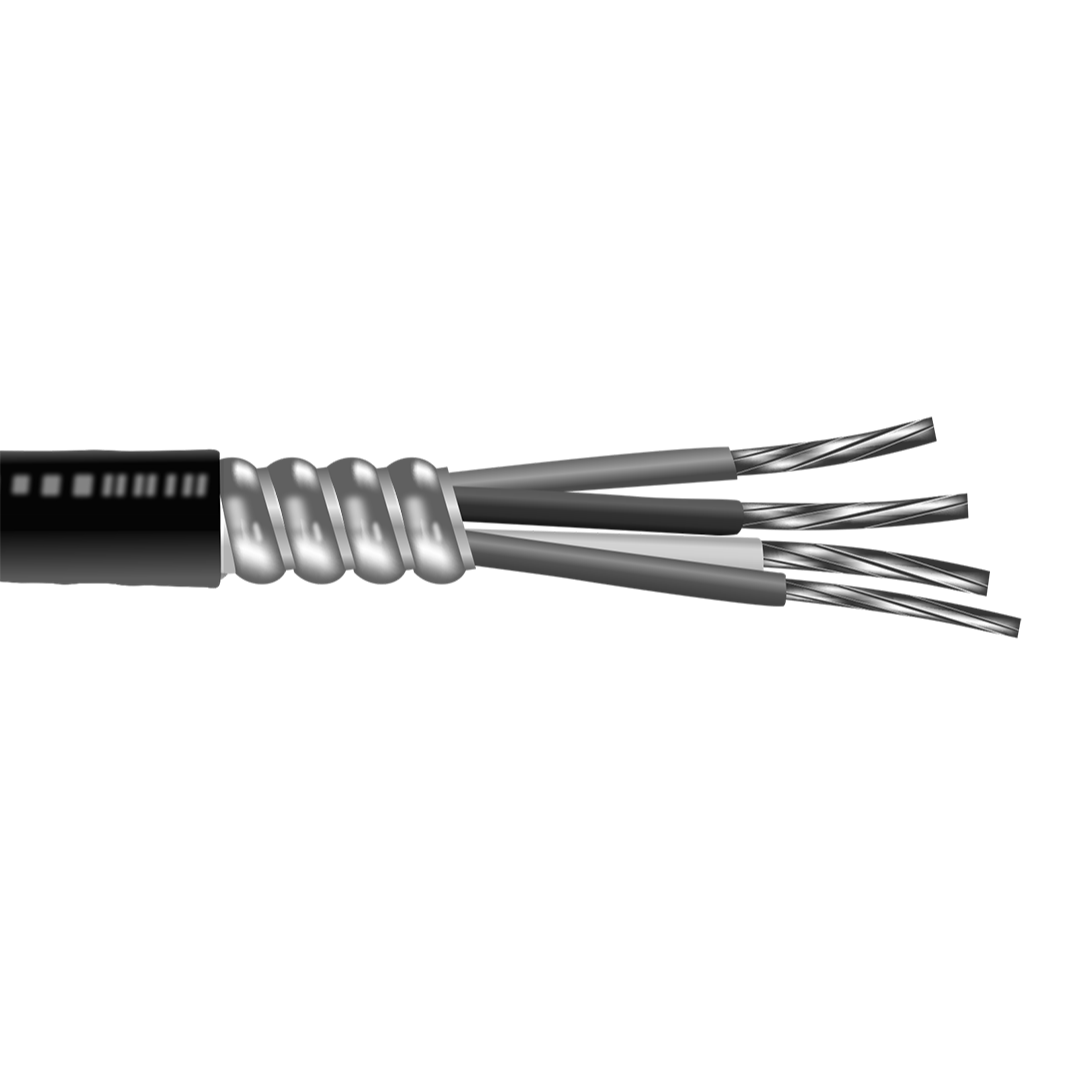 500' 350-4 W/GRND Stranded Aluminum Conductors PVC Jacket Metal Clad