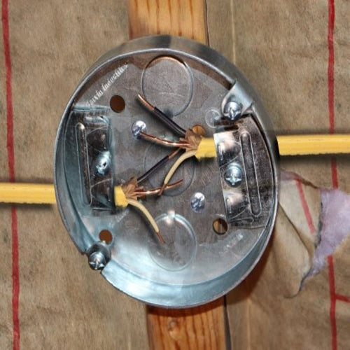 3-1/2" Round Pan Box 1/2 Inch Deep-Drawn With Romex Clamps 46111-R (Pa