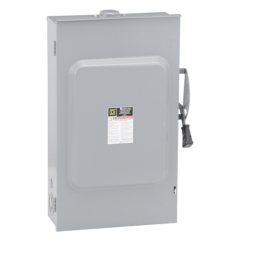 200A, 2 pole Safety switch, general duty, fusible 60hp, 240VAC, NEMA 3