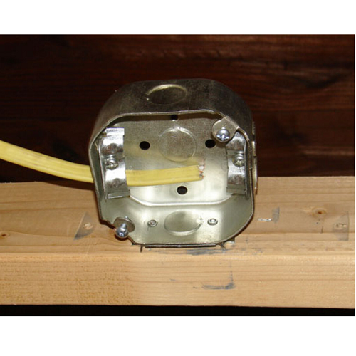 4 Inch Octagon Box 1-1/2 Inch Deep Adjustable Flush Mount Wood Spike B