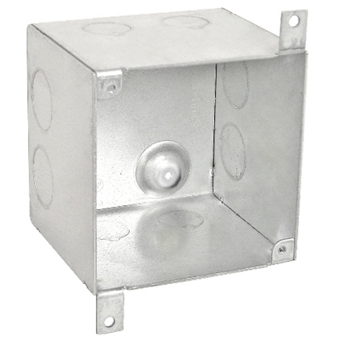 4 Inch Square Junction Box 3-1/2 Inch Deep Side Knockouts 52181-SPKR-Z