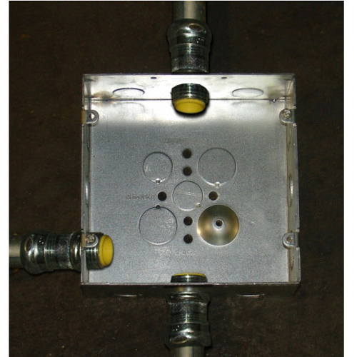 6 Inch Square Junction Box 2-1/2 Inch Deep 1/2 And 3/4 Inch Knockouts