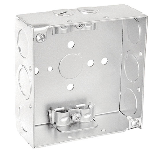 4 Inch Square Junction Box 2-1/8 Inch Deep Welded With Romex Clamps 52