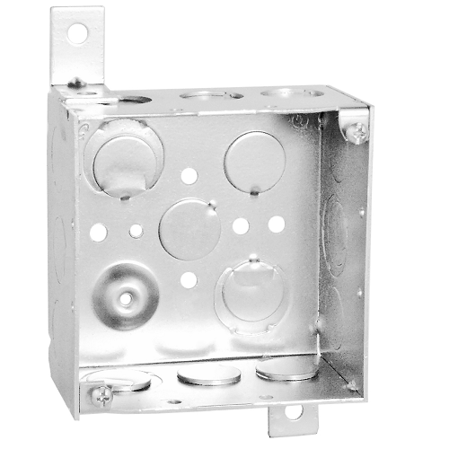 4 Inch Square Junction Box 2-1/8 Inch Deep With External Tabs To Mount