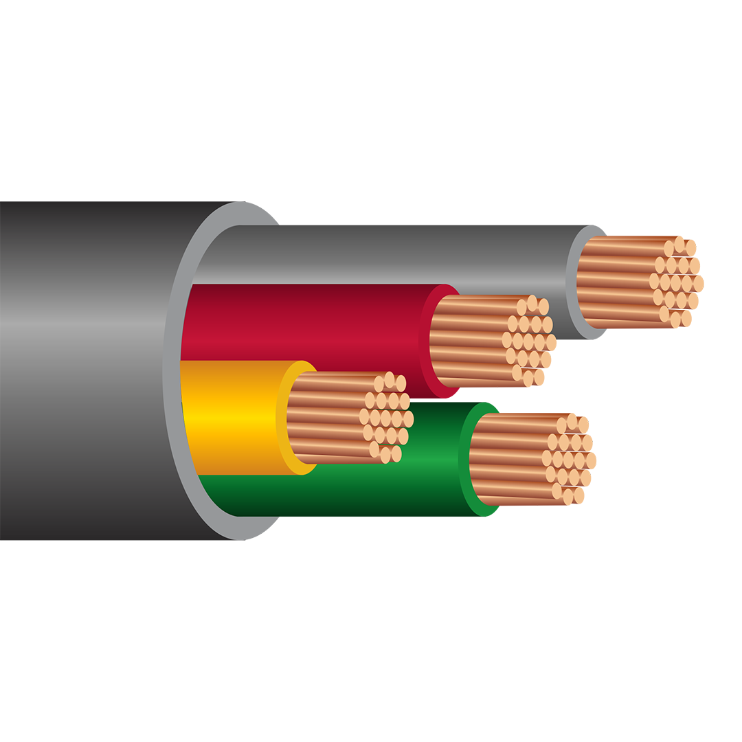 10/3 Round THW Submersible Pump Cable Twisted Copper Jacketed 600V