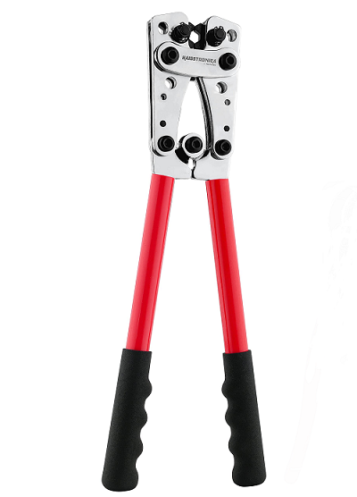 8 to 4/0 Gauge Heavy-Duty Cable Crimper Red w/ Black Handles