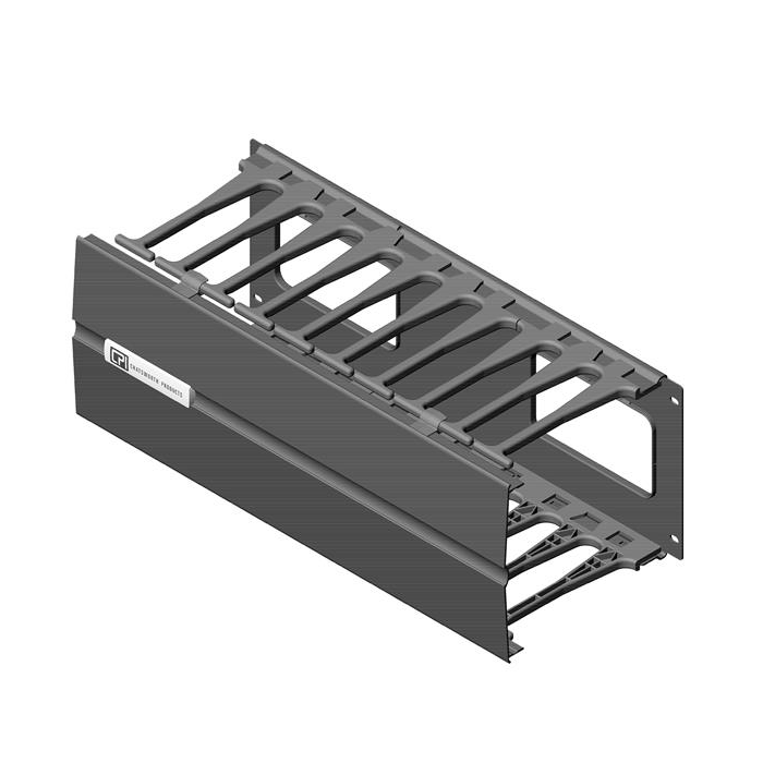 Motive Black Horizontal Cable Manager with Cable Pass-Through Ports 3U