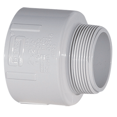 2" X 2-1/2" MPT X Socket Connection Schedule 40 PVC Male Reducing Adap