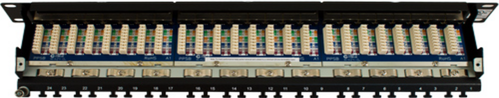 24 Port CAT5E Shielded 1U Krone Type Patch Panel 041-372/S/24