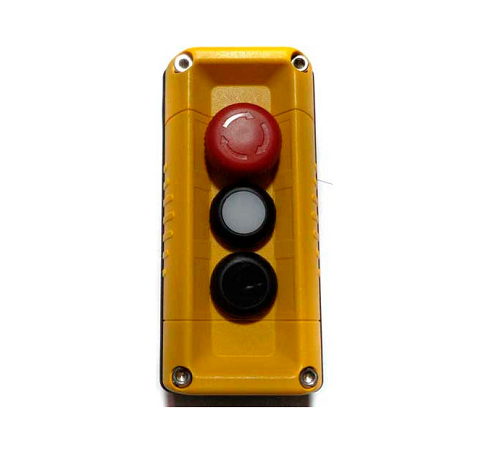 T.E.R. 3 Hole E-stop Yellow wall Mount Control Station F71GY1002000000