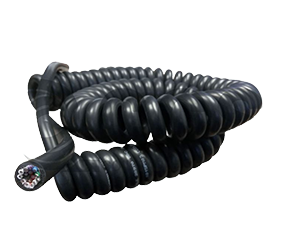 24 AWG 2 Pairs Shielded Black FR PU Jacket Retractable Audio Coil Cord